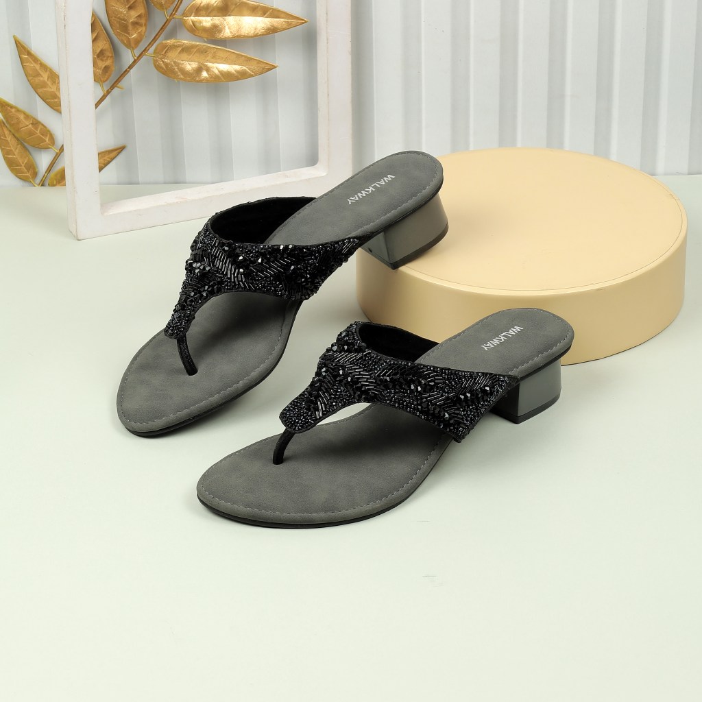 Womens Black Open Chappals - Walkwayshoes