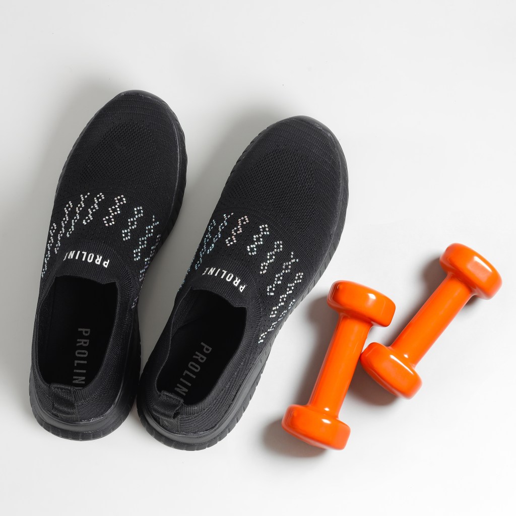 Womens Black Walk Slip-Ons - Walkwayshoes