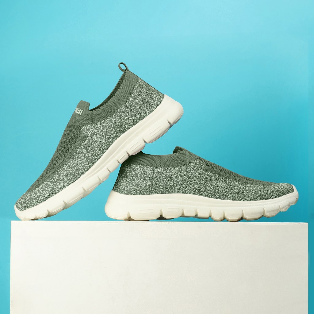 Womens Green Walk Slip-Ons - Walkwayshoes